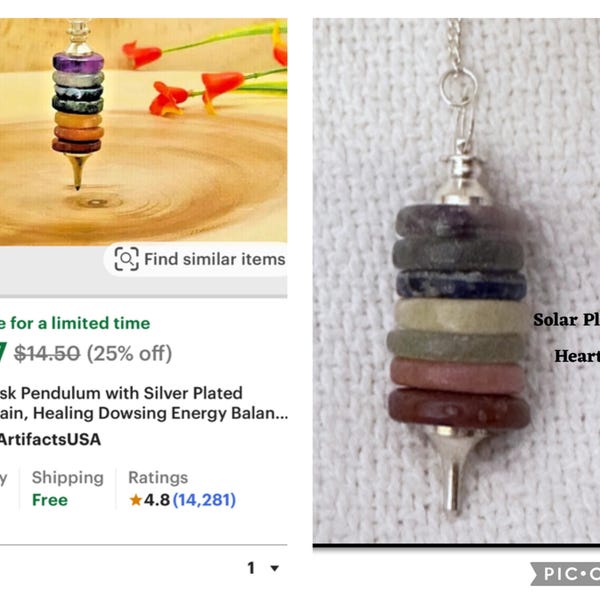 7 Chakra Disk Pendulum With Silver Plated Faceted Chain, Healing ...