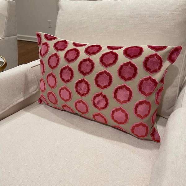 Manuel Canovas - Tiana - Rose / Orange - Glamorous Designer Cut Velvet Cushion Cover - Handmade ...