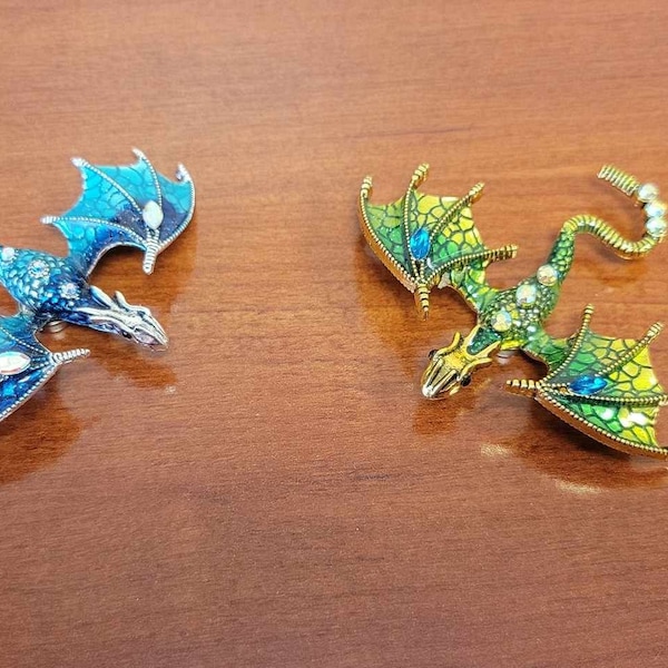 Dragon Magnet - Repurposed Jewelry - Dragon Decor - Kitchen Magnet ...