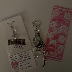 Heart Locket Keychain, 8 Ball Keychain, Y2K Clutter Bag Charm With Ace ...