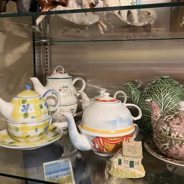 Set of 4 Tiara SANDWICH CHANTILLY GREEN Snack Plate Cup Sets 8 3/8 ...