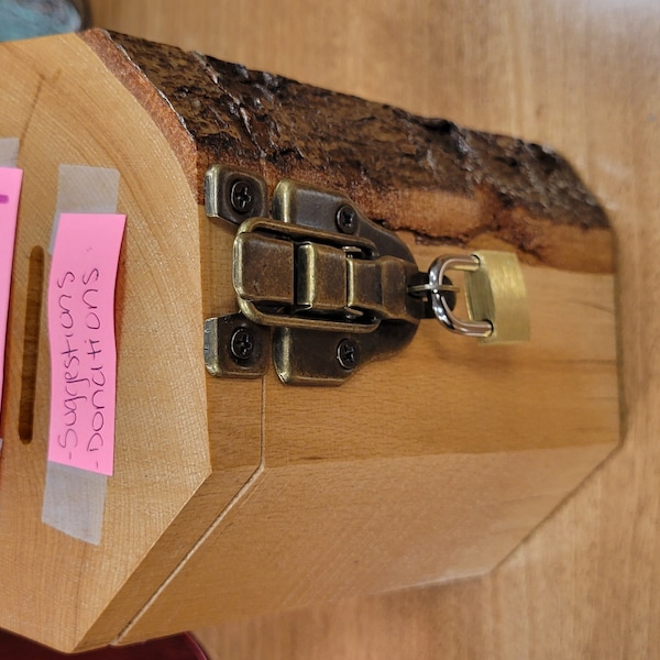 Small Rustic Cherry Firewood Coin Saver Bank Box With Bark, Bronze ...