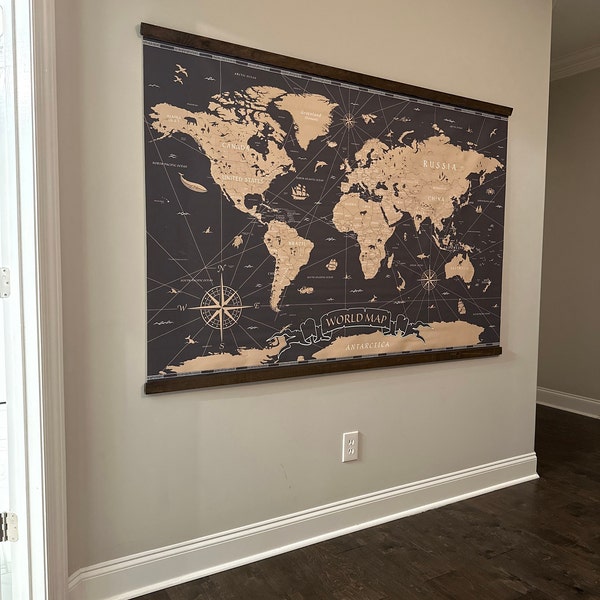 World Map Art | Large World Map | Classroom Wall Art | World Map Wall ...