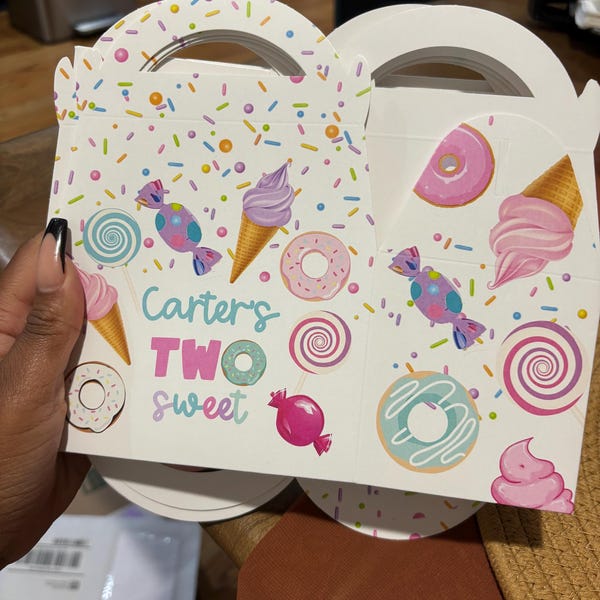 CANDYLAND TWO SWEET Personalised Children’s Party Box Gift Bag Favour ...