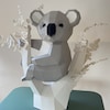 Koala 3d Paper Craft SVG and PDF, 3d Paper Craft Koala, Low Poly 3d ...