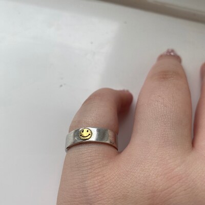 Silver Smiley Face Ring Stackable Smiley Face Ring Emoji - Etsy UK