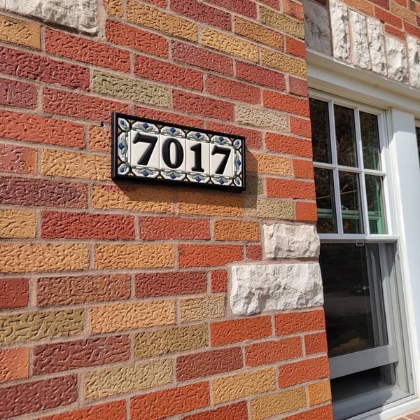 House Numbers Address Tiles Framed Set Custom Address Tiles Sign Hand ...
