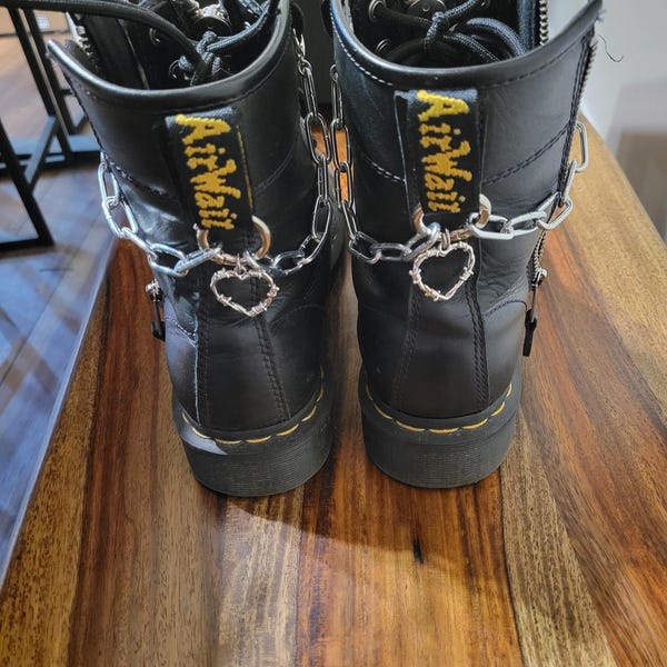 BARBED WIRE LEATHER Boot Strap, Holographic Vegan Leather Boot Chain ...