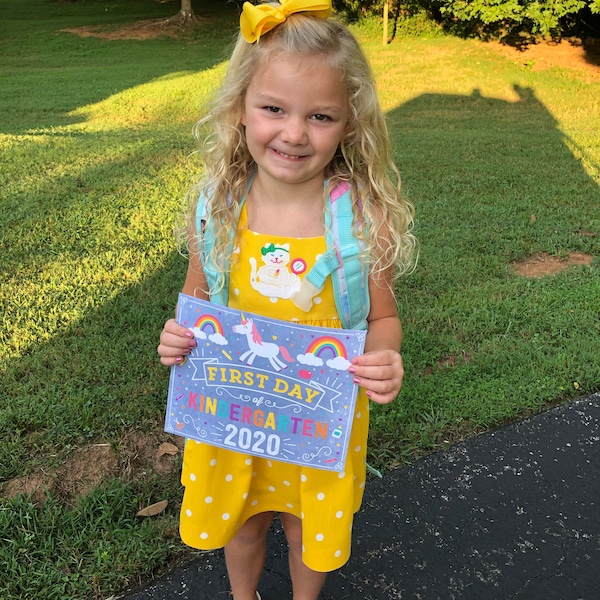 Unicorn First Day of Kindergarten Sign Girl 1st Day of Kindergarten ...