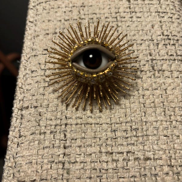 Sea Urchin Wink - Gold Tone Eyeball Brooch Pin - Etsy