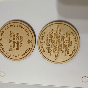 Photo Engraved 2 Wood Tokens With Photo on One Side and - Etsy