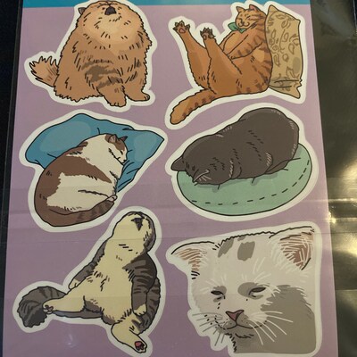 Tired Catto Sad Cat Meme Sticker Sheet Fat Cat Lover Sticker, Meme ...