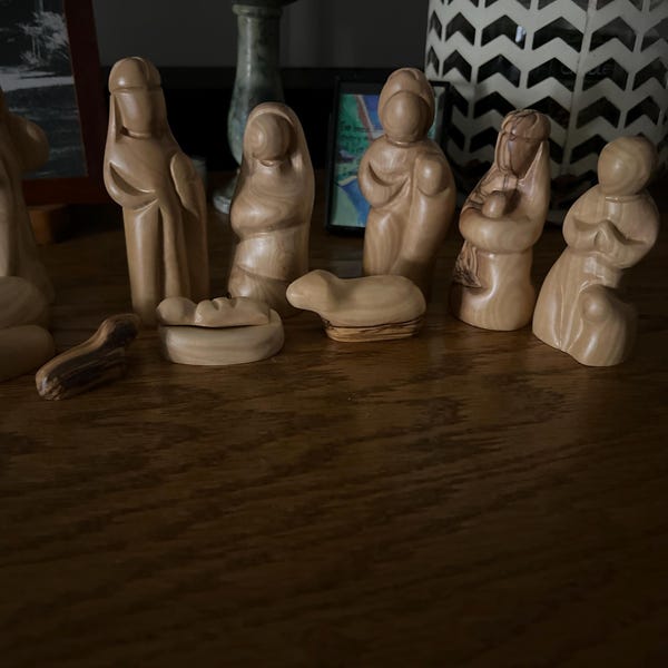 Olive Wood Nativity Set Olive Wood Nativity Set in a Cave Hand Carved ...