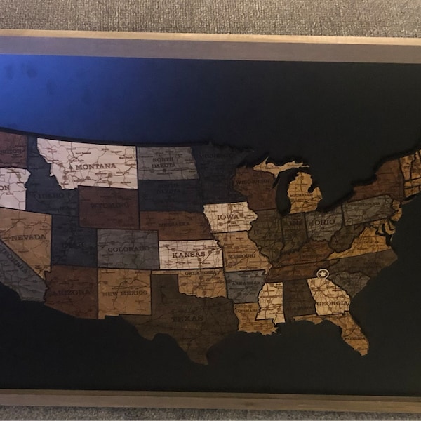 USA Travel Map Apartment Decor Gift US Wooden Wall Map USA Map Wood Map ...