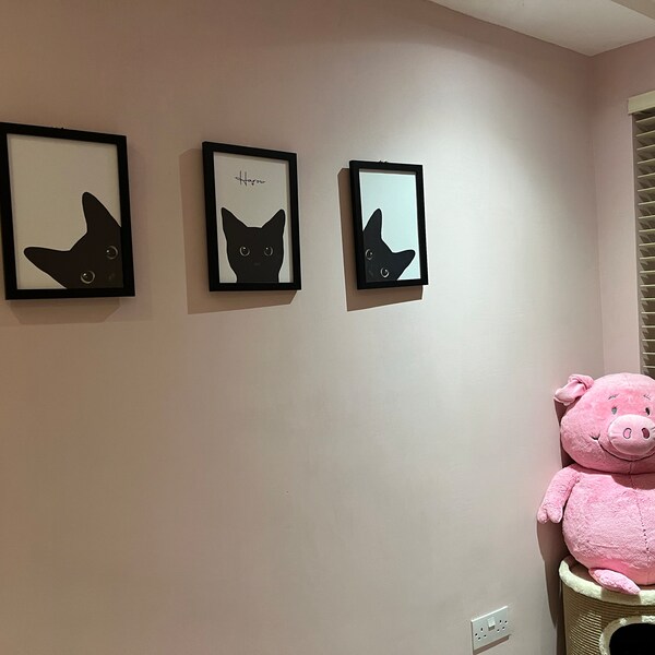 Peeking Black Cat Wall Art Set of 3 Prints UNFRAMED - Etsy