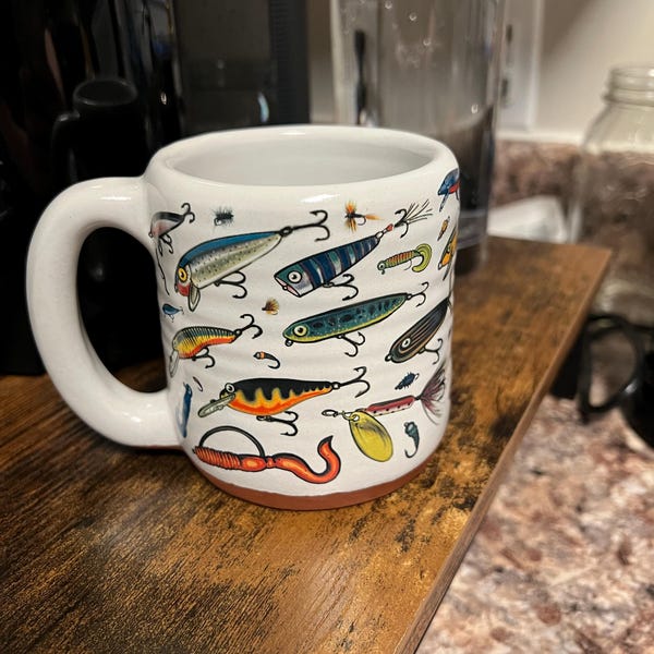 Classic Fishing Lures Mug Handmade With Original Artwork - Etsy