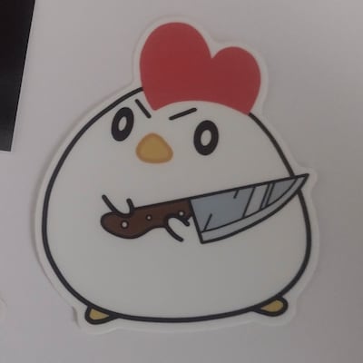 Chicken With a Knife Sticker - Etsy