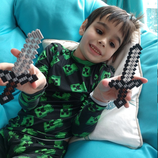 DIY Make Your Own Minecraft PIXEL Mini-brick Kit - Swords Keychain - Etsy