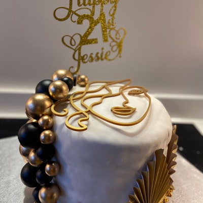 Line Silhouette Cake Topper Line Art Ladies Face Cake Topper Front ...