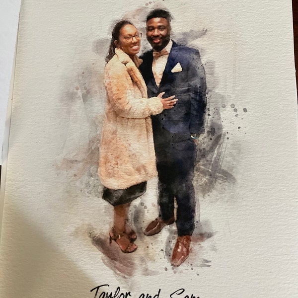 Custom Couple Portrait, Gift for Her, Gift for Him, Anniversary Gift ...