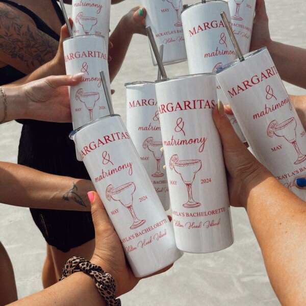 BACHELORETTE PARTY Cups Margs & Matrimony Cocktail Glass Ice Coffee ...