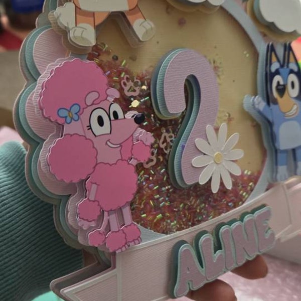 Bluey Girl Shaker Cake Topper Pastels - Etsy