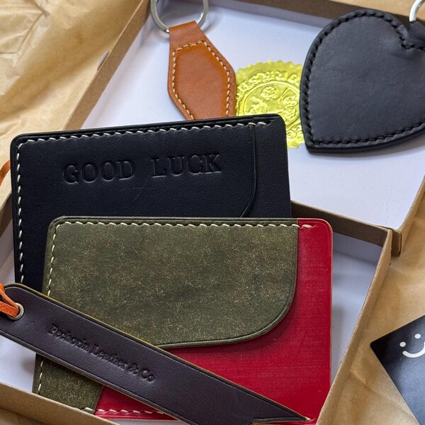 Custom Leather Credit Card Holder - Slim Bifold Wallet - Personalized ...