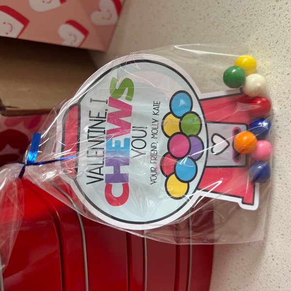 Gumball Machine Kids Valentines Cards, I Chews You Valentine's Day Card ...