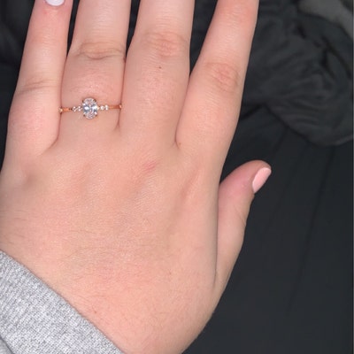Rose Gold Oval Promise Ring for Her Dainty 1ct Oval - Etsy