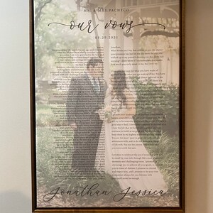 Custom Wedding Vows Wedding Vows Canvas Vow Prints Vows | Etsy