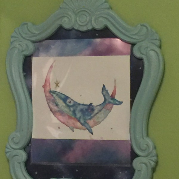 Mermaid & Dolphin Watercolor Art Prints - Etsy