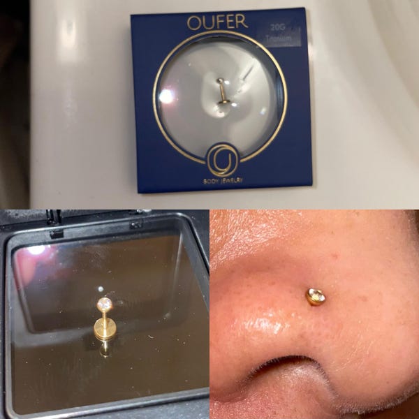 14g Burnished Gold Industrial Barbell Arrow With Stone Industrial ...