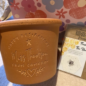 Personalised Engraved Retirement Terracotta Flower Pot, Custom Made ...