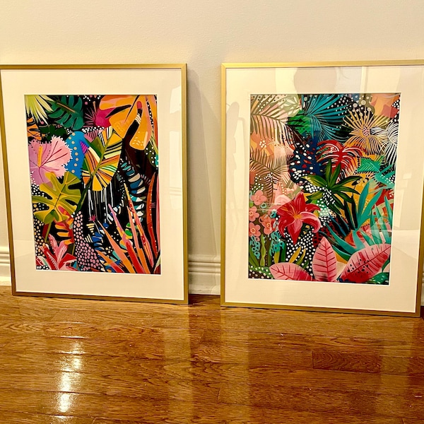 Abstract Vibrant Wall Art, Maximalist Print, Floral Modern Art ...