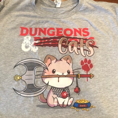 Dungeons & Cats Shirt Dnd Gifts for Geeks Dungeon Master dm Gifts Geeky ...
