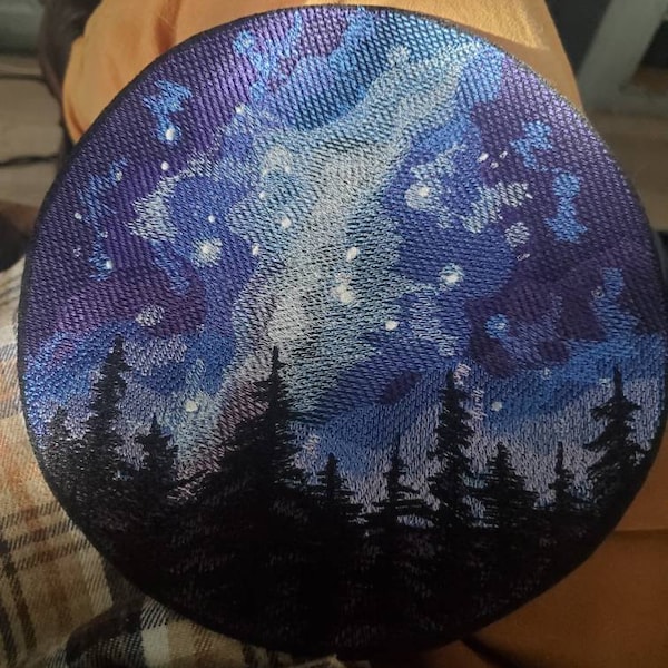 Starry Night Sky Iron on Patch: Galaxy Tree Badge - Etsy