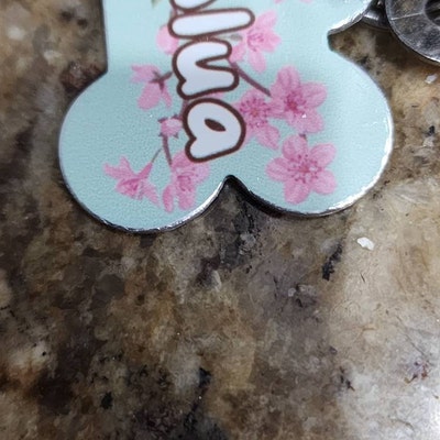 Blue Daisy Print Dog Tag, Personalized Dog Tag, Custom Dog Tag, Double ...