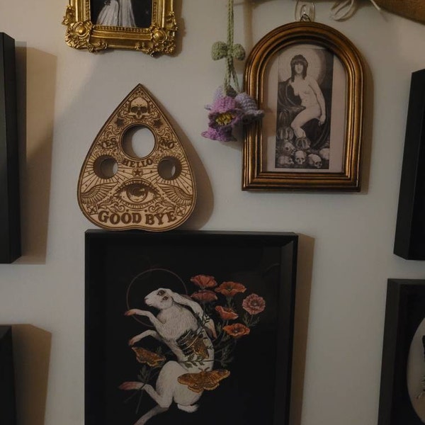 White Rabbit With Poppy Flowers- Giclee Print From Original Hand ...