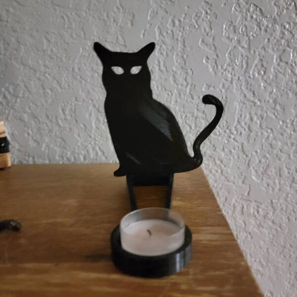 Kealite Black Cat/yule Cat Shadow Caster (tealight Candle Sold ...