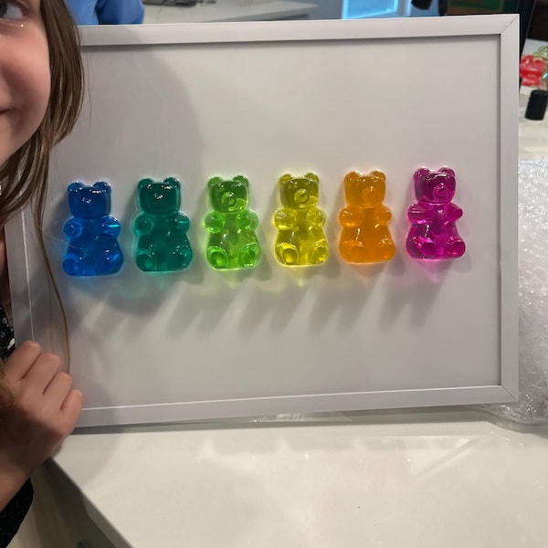 Large Rainbow Gummy Bear Resin Wall Art: Handmade Pop Art Decor (12x24 ...