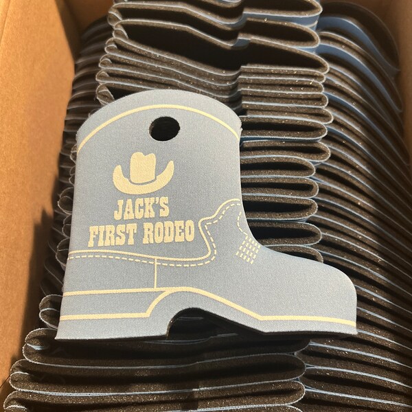 25 Minimum Custom Foam Boot Shaped Bottle Coolie. Logo, Graphic, Text ...