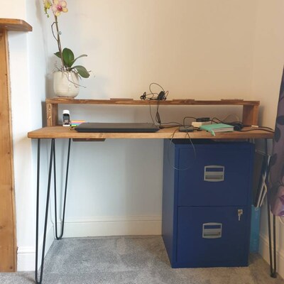 Computer Desk With Monitor Stand Rustic Reclaimed Handmade - Etsy UK