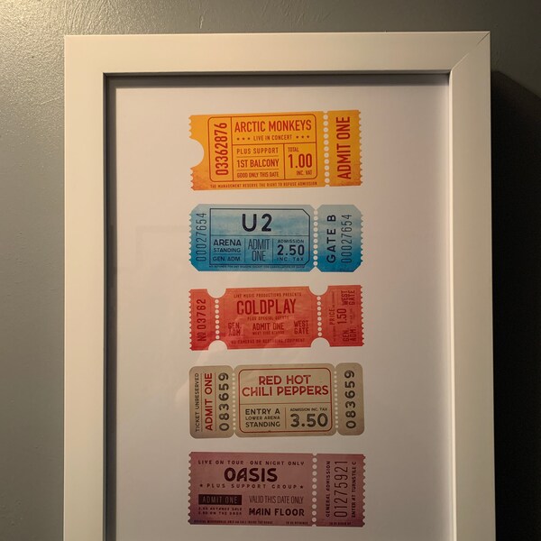 Personalised Ticket Stub Print / Poster - Add Your Favourite Gigs ...