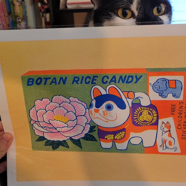 Japanese Botan Rice Candy - Risograph Art Print - 8.5 X 11 - Etsy