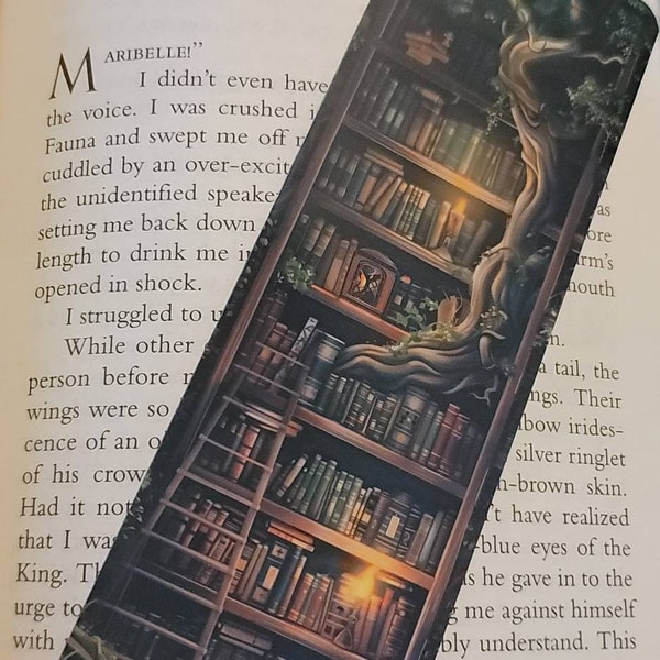 Cute Fantasy Bookmark - Whimsical Magic Library Bookmark - Dark ...