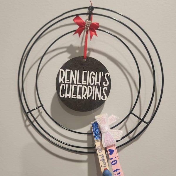 Extra Large Metal Wall Hanging Cheer Pin Holder - XL 18" Circle - Cheerleader - Cheer Comp ...