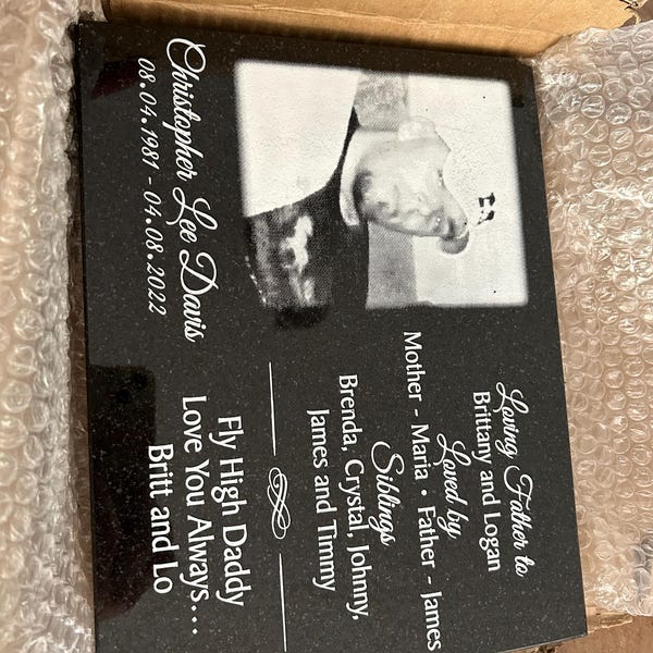 Personalized Photo Slate Plaque, Memorial Rock Slab, Custom Name Loss ...