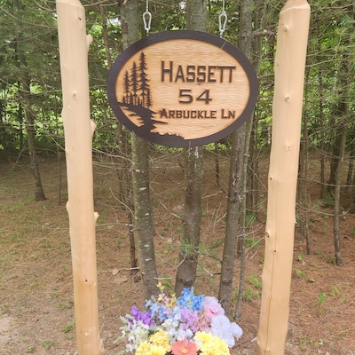 Rustic Cedar Driveway Address Sign for Estates Residential - Etsy