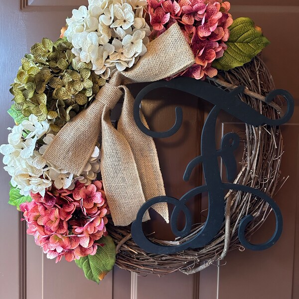 Burlap Wreath, Wreath With Initial, Housewarming Gift, Personal Gift ...