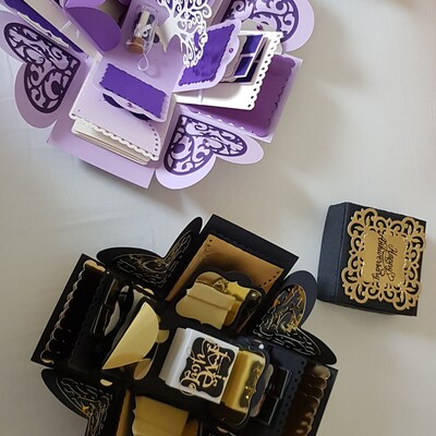 Explosion Box Black and Gold, Christmas Present, Anniversary Photo Box ...